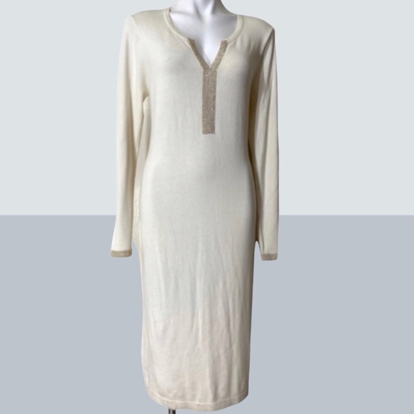 Ashro | Dresses | Ashro Light Sweater Dress Bead Studded Midi Long ...